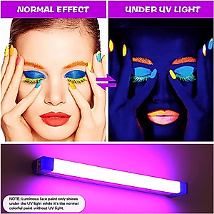 12 Colors Glow In The Dark Under Black Light Face & Body Paint, Black Light Glow Body Paint Makeup Fluorescent Neon Face Painting Crayons Kit for Halloween Costume Holiday Masquerades Club Makeup