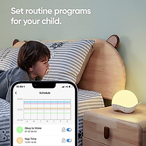 bonoch Baby Sound Machine, Night Light, OK-to-Wake Clock, Time-to-Rise Sleep Trainer, White Noise Machine for Sleeping Baby, 25 Sounds for Kid Adult, Timer, Dimmable & APP & Voice Control with Alexa