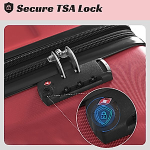 Merax 28 Inch Checked-Large Luggage with Wheels Aluminum Alloy Corner Hard Shell Suitcase TSA Luggage Suitcases for Travel Woman Men(Red)