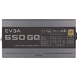EVGA 210-GQ-0650-V1 650 GQ, 80+ GOLD 650W, Semi Modular, EVGA ECO Mode, 5 Year Warranty, Power Supply, Black