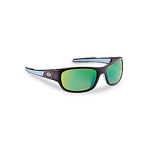Flying Fisherman Last Cast Wrap Around Polarized Sunglasses, Brown Frames/Amber-Green Mirror Lenses, Large