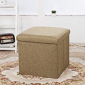 Footstool Storage,Cube Foot Rest Stools,Foldable Storage Boxes Footrest Step Stool,Folding Linen Storage -Table Seat Tray Top Coffee Table,Grey (Grey) (A