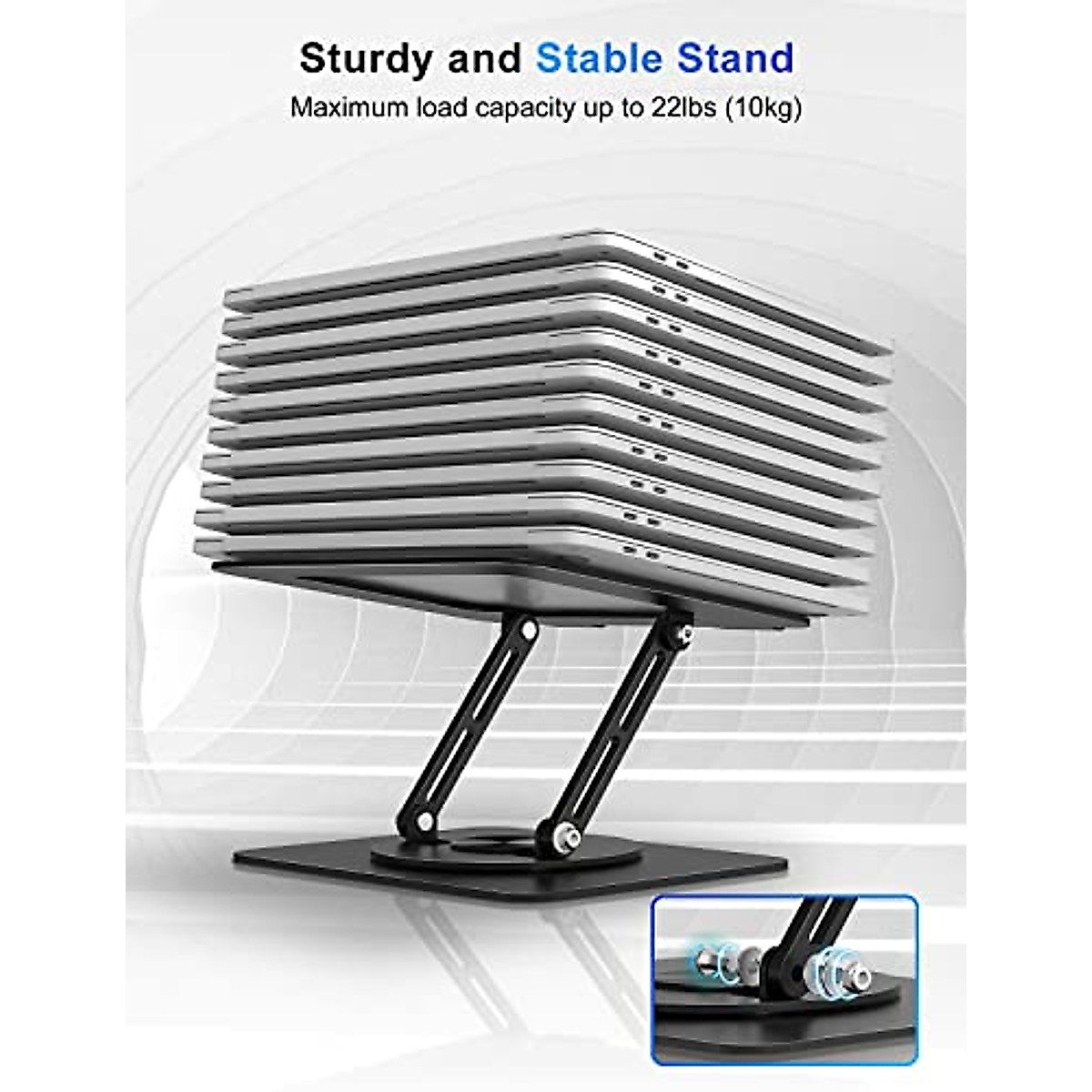 meatanty Laptop Stand, Ergonomic 360° Swivel Laptop Stand for Desk, Adjustable Metal Computer Stand, Foldable and Portable Laptop Riser Holder for MacBook, iPad Pro, 10-17" Laptops - Black