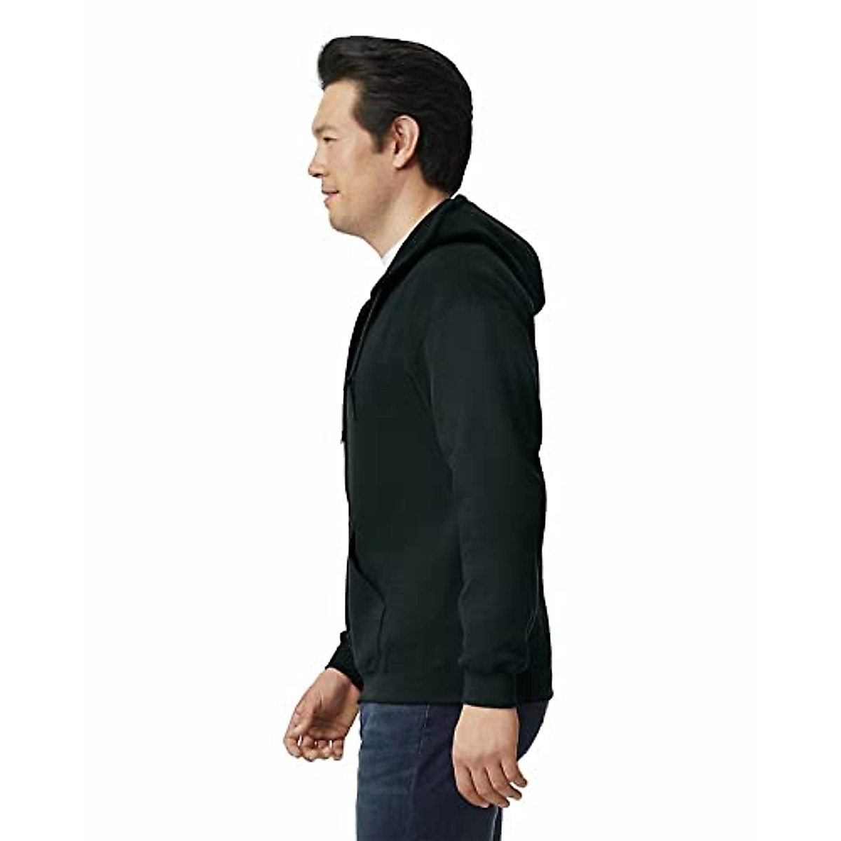Gildan Adult Fleece Zip Hoodie Sweatshirt, Style G18600, Black, Large