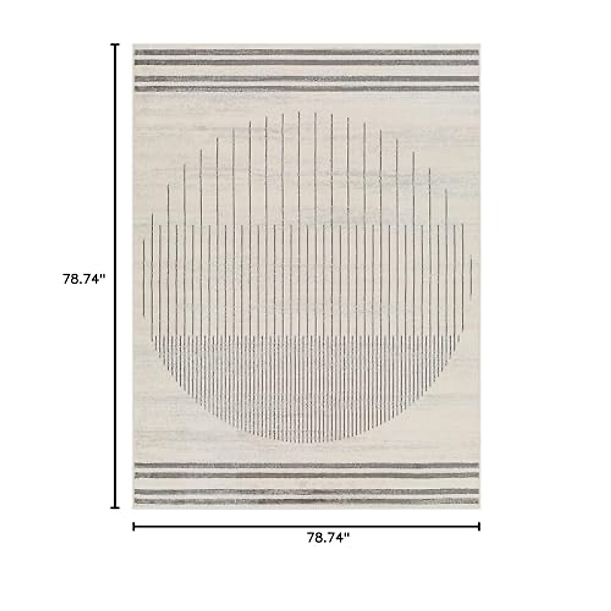 BoutiqueRugs Chet White and Gray Modern Abstract Geometric Area Rug - Minimalist Contemporary Striped Carpet for Living Room, Bedroom, Dining Room - Charcoal, Light Gray, Cream - 6'7" Round Rug