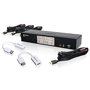 IOGEAR 4-Port HDMI and DisplayPort KVMP Kit with USB Hub and Audio, w/Full Set of Cables, (GCS1794DPKIT TAA Compliant)