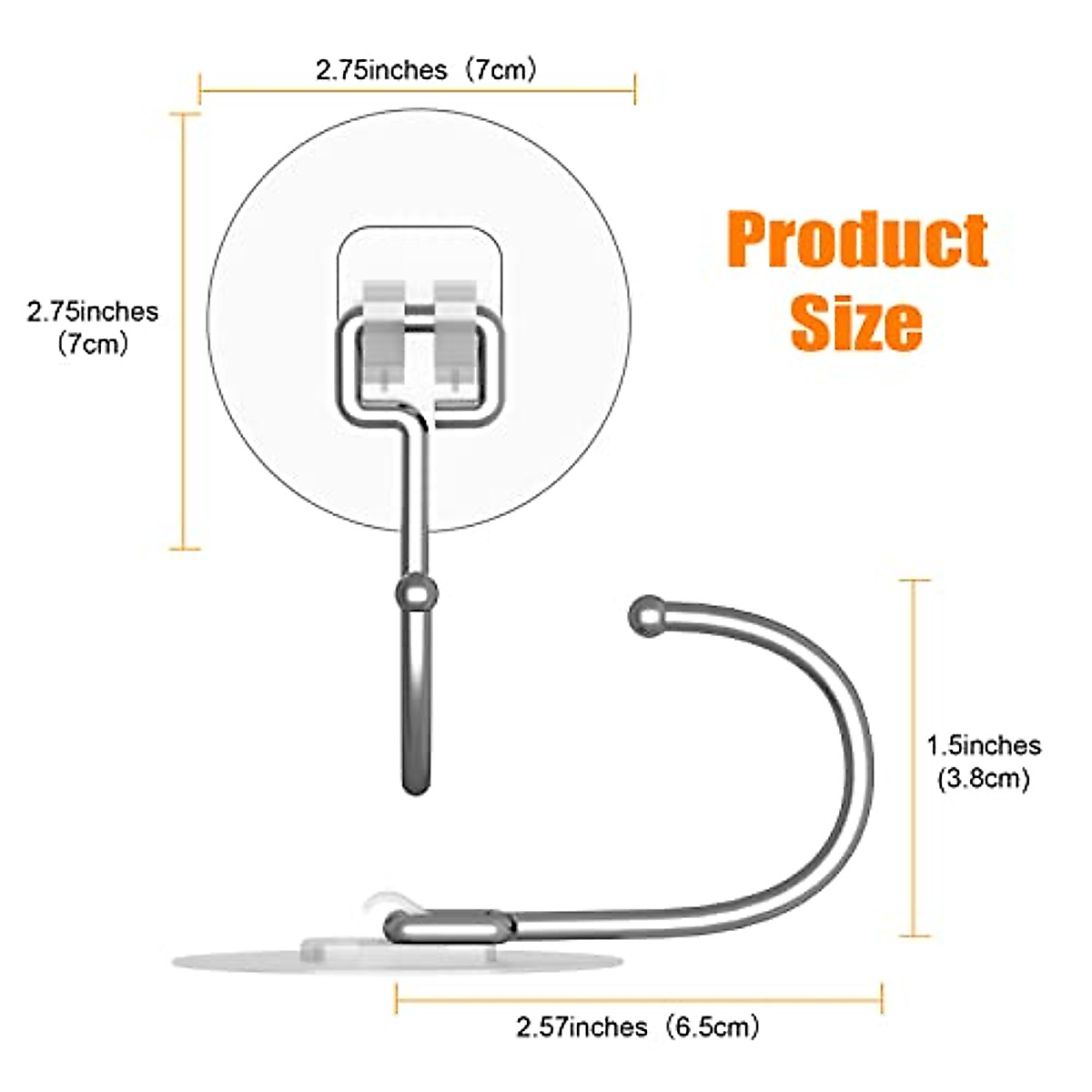 NetCan Adhesive Hooks for Hanging, 22 lbs Heavy Duty Self Adhesive Wall Hooks(Large Size), Sticky Wall Hangers Without Nails for Ceiling Bathroom Kitchen Door(12 Pack)