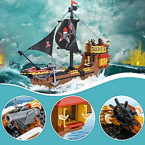BRICK STORY Pirate Ship Building Sets Boat and Ship Model Pirate Toys Building Blocks Pirate Ship Toys for Boys and Girls Pirate Adventure Playset Gift for Kids Age 6-14 Years, 308 PCS