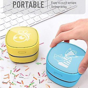 ODISTAR Desktop Vacuum Cleaner,Mini Table dust Sweeper Energy Saving,High Endurance up to 400 mins,Cordless&360º Rotatable for Cleaning Hairs,Crumbs,Computer Keyboard of Gifts for Kids (Pink)