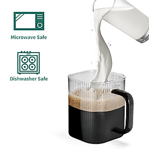 Wtrgas 6 Packs Simple Glass Coffee Mugs with Handle, 17 oz Clear Coffee Cups for Home, Cafe, Coffee Bar