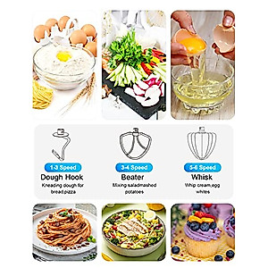 9.5QT Electric Stand mixer, DOBBOR 660W 7 Speeds Tilt-Head Dough Mixers, Bread Mixer with Dough Hook, Whisk, Beater, Splash Guard for Baking Bread, Cake, Cookie, Pizza, Muffin, Salad and More - Black