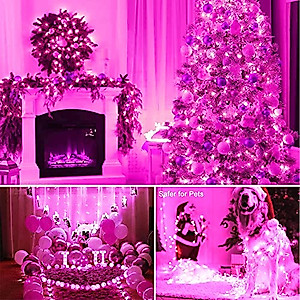 Christmas Lights Fairy Lights 33ft 100 LED Outdoor String Lights with Memory Modes Controller, Extendable Chirstmas Decorations for Tree, Wedding, Christmas, Valentine, Patio, Indoor Outdoor (Pink)