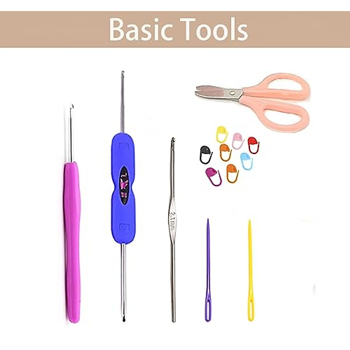 Crochet Kit for Beginners 12 Colors Acrylic Yarn Set with Crochet Hook Crochet Knitting Crafts Starter Pack for Adults and Kids(Yarn+Tool)