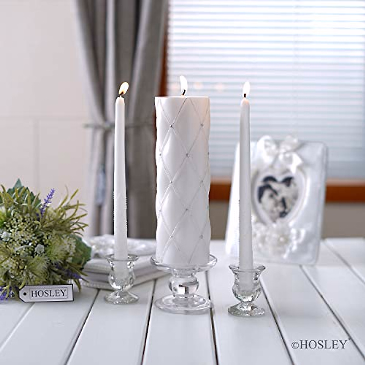 Hosley 11.5" High White Wedding Unity Candle Set. Great for Weddings Party Special Events and Emergency Lighting Reiki Spa Meditation. W5