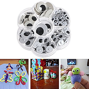 Tangc 128pcs Sew-on Wiggly Wobbly Googly Eyes Scrapbooking Crafts 8-24mm