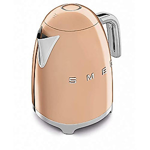 Smeg KLF03RGUS 50's Retro Style Aesthetic Electric Kettle with Embossed Logo, Rose Gold