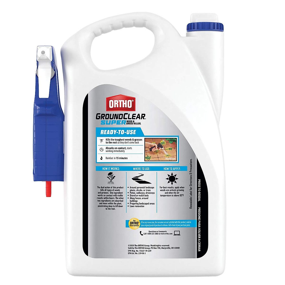 Ortho GroundClear Super Weed and Grass Killer1: Eliminates Tough Weeds and Grass, Ready-To-Use, Fast-Acting, 1 gal.