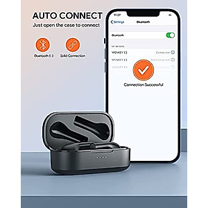 True Wireless Earbuds Noise Cancelling with 4 Microphones, WENKEY Bluetooth 5.3 Headphones for iPhone, Android, IPX6 Waterproof, 50H Playtime, TWS Bluetooth Earphones with Charging Case
