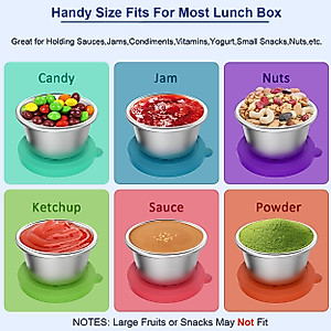 IJDD 6 Pack Salad Dressing Container To Go 2.4oz Small Condiment Containers with Leakproof Silicone Lids Reusable Stainless Steel Sauce Cups for Office Lunch Bento Box Picnic Meal Prep Travel Party