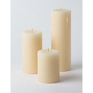 Mister Candle - Dripless 3" inch Diameter Assorted Wedding & Home Decoration Pillar Candles - Premium Wax Set (Ivory)