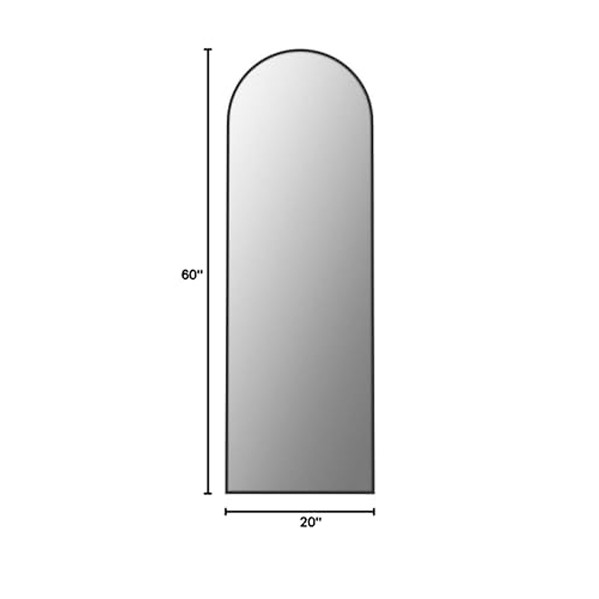 Delma Standing Mirror Full Length,Mirror Full Body,Large Floor Mirror with Arched Frame for Wall Entryway Door Bedroom Bathroom Living Room (with Stand,60x20-Black)