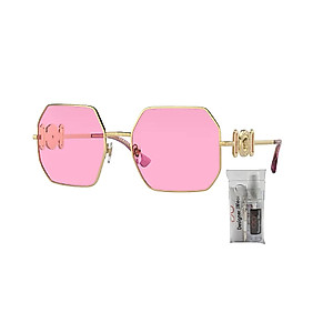 Versace VE2248 1002/5 58MM Gold/Fuchsia Hexagonal Sunglasses for Women + BUNDLE With Designer iWear Eyewear Kit
