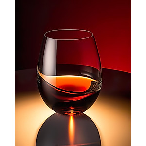 KING CRYSTAL Stemless Wine Glasses, Red or White Wine Glasses, Drinking Glasses 19 oz | Set of 4 Wine Glasses - Drinking Glass Cups Tumblers | Wine Glasses For Cocktail or Wedding Party