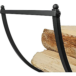 Juvale 3-Foot Curved Firewood Rack for Indoor Outdoor (Black)