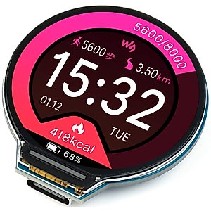 waveshare Based on Raspberry Pi RP2040,RP2040 MCU Board with 1.28inch Round LCD 240x240 Pixels 65K Colorful IPS LCD Display,Accelerometer and Gyroscope Sensor, USB Type C Port