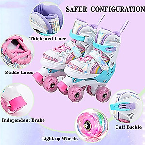 Roller Skates for Girls Kids 4 Size Adjustable Roller Skates with 8 Light Up Wheels,Illuminating Kids Roller Skates Toddlers Boys Beginner Best Birthday Gift for Outdoor Indoor(Pink, Medium(1Y-3Y))