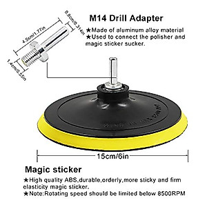 ANAHAF 7 Pcs 6 Inch Wool Polishing Pads Polishing Buffing Wheel for Drill Buffer Attachment Polishing Pads Wool Polishing Pads Kits with M14 Drill Adapter