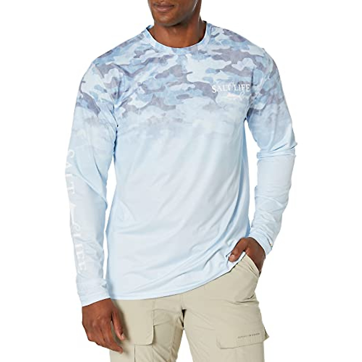 Salt Life Into The Abyss SLX Long Sleeve Classic Fit Shirt, Blue, X-Large