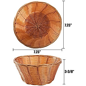 Yesland 12 Pack Plastic Round Basket Small Gift Baskets - 7 Inch Woven Bread Roll and Food Serving Baskets - Food Storage Basket Bin for Kitchen, Restaurant, Centerpiece Display, Christmas Gifts