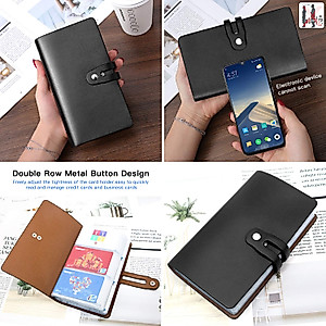 Padike RFID Credit Card Holder Business Card Organizer Business Card Holder , with 96 Card Slots Credit Card Protector for Managing Your Different Cards to Prevent Loss or Damage (Black)