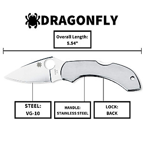 Spyderco Dragonfly Signature Knife with 2.32" VG-10 Steel Blade and Durable Stainless Steel Handle - PlainEdge - C28P