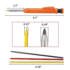 ACBungji 23 Pcs Mechanical Carpenter Pencils Set with Metal Solid Pencil Marking Tool Built-in Sharpener, Carbide Scriber Tool, Center Punch and Refills for Woodworking Architect Construction