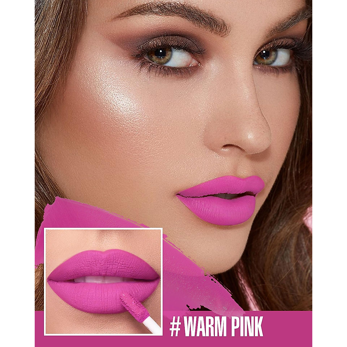 HANLADY Pink Lipstick Matte, Bright Pink Liquid Lipstick Long Lasting for Women, Smudgeproof Lipsticks Color Stay Lip Stain No Transfer No Smear, Vegan & Cruelty-Free (901 Cool Pink)