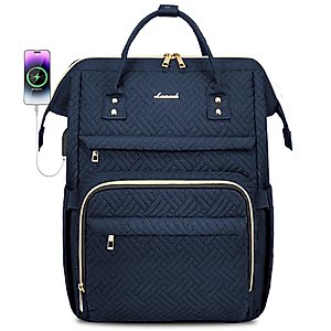 LOVEVOOK Laptop Backpack for Women,15.6 Inch Professional Womens Travel Backpack Purse Computer Laptop Bag Nurse Teacher Backpack,Waterproof Work Bags Carry on Back Pack with USB Port,Dark Blue Plait