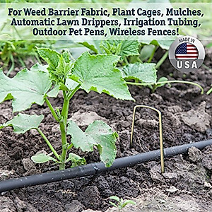 100 6-Inch Garden Landscape Staples Stakes Pins - USA Strong Pro Quality Built to Last. Weed Barrier Fabric, Ground Cover, Soaker Hose, Lawn Drippers, Irrigation Tubing, Wireless Invisible Dog Fence…
