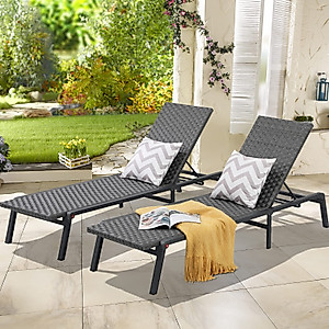 Verano Garden Set of 2 Patio Lounge Chair, Adjustable 5-Position Folding Pool Chaise Lounge Set for Outdoor Patio Lawn Beach Deck W/Aluminum Frame, 300lb Weight Capacity, Fully Assembled