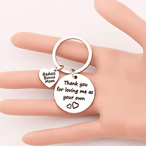 KUIYAI Thank You For Loving Me As Your Own Keychain (KS-Badass Bonus Mom)