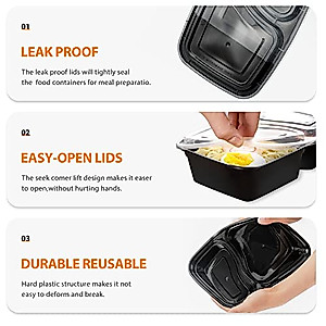 Landmore Meal Prep Containers, Food Prep Container 20 Pack 34oz 2 Compartment with Lid, BPA Free, Stackable/Reusable Lunch Boxes, Microwavable & Freezer Safe