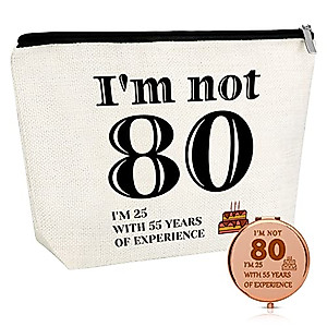 Funny 80th Birthday Gift Makeup Bag 80th Birthday Gifts for Women Grandma Mom Turning 80 Years Old Pocket Makeup Mirror Eighty Years Old Birthday Gifts Cosmetic Bag for Wife Aunt Sister Friend