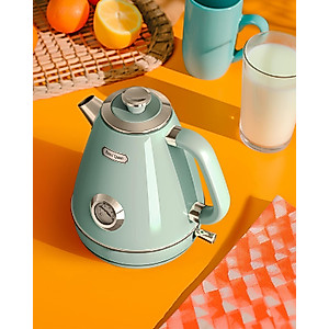 Hazel Quinn 1.7L Electric Kettle with Thermometer, Stainless Steel, 1200W Fast Boil, BPA-free, Cordless, Auto Shut Off - Mint Green