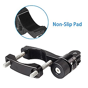 HSU 0.6-1.3inch All-Aluminum Bike/Motorcycle Handlebars, 360° Rotation Seat Post, Ski Pole Mount Compatible with Go Pro Hero 11/10/9/8/7/6/5/4, DJI Osmo Action AKASO and Other Action Cameras (Black)