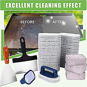 KTUOPEE Griddle Cleaning Kit for Blackstone,Grill & Griddle Kit 29 Pieces Premium Flat Top Grill Accessories Cleaner Tool Set-2 Griddle Scraper,22 Scouring Pads,3 Cleaning Bricks,2 Handle