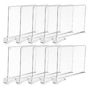 gbayle 10 PCS Acrylic Clear Closet Shelf Divider，Closet Organization for Wooden Shelving Suitable for Vertical Shelves Or Bedroom, Kitchen,Books,Towels and Hats, Purses Separators and Office