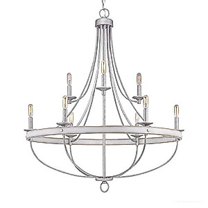 Urban Ambiance Luxury Modern Farmhouse Chandelier, Large Size: 40-1/2" x 35-1/4", with French Country Style Elements, Galvanized Steel Finish, UHP2902 from The Adelaide Collection