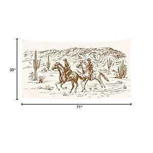 Western Happy Halloween Banner for Outdoor - Country Hand Wild Desert,Happy Halloween Yard Sign for Halloween Yard Decorations | Halloween Banners for Outside,Cream