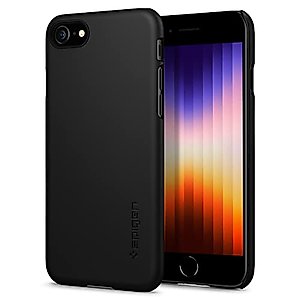 Spigen Thin Fit Designed for iPhone SE 2022 Case/iPhone SE 3 Case 2022 / iPhone SE 2020 Case/iPhone 8 Case/iPhone 7 Case - Black